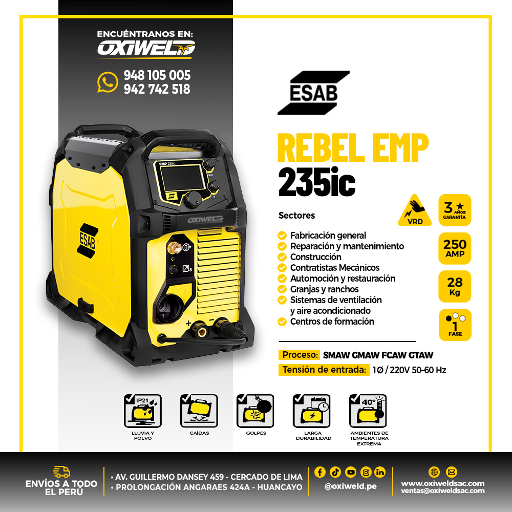 SOLDADORA ESAB REBEL EMP 235IC | OXIWELD